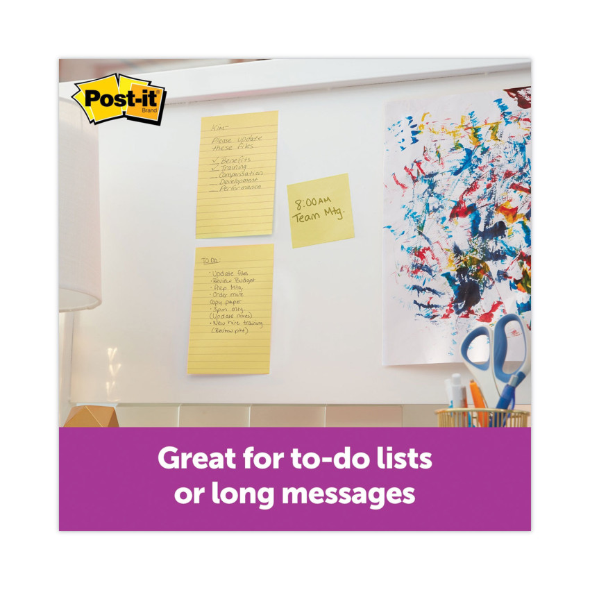 Post-it Pads in Canary Yellow, Note Ruled, 4" x 6", 90 Sheets/Pad, 5 ...