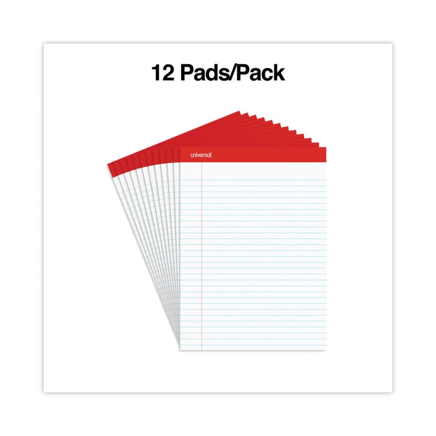 Universal Perforated Ruled Writing Pads, Wide/Legal Rule, Red Headband ...