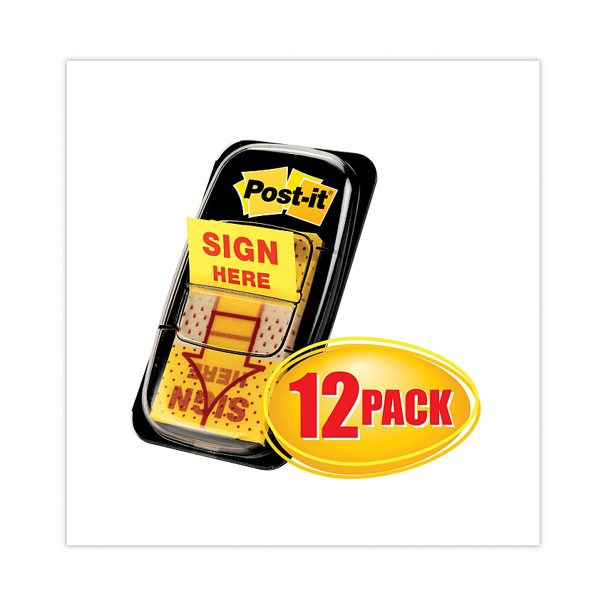 Post-it Arrow Message 1" Page Flags, Sign Here, Yellow, 50 Flags ...