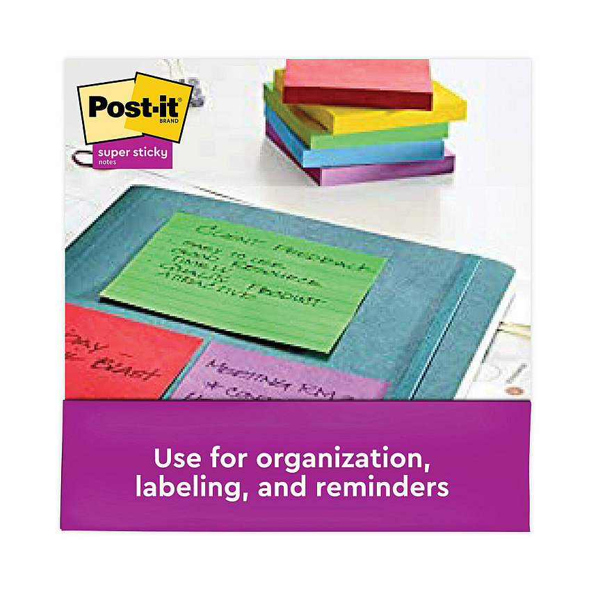 Post-it Pads in Playful Primary Collection Colors, Note Ruled, 4" x 4 ...
