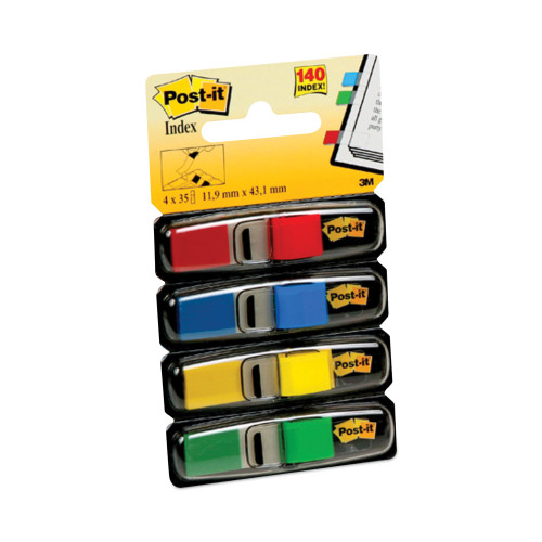 Post-it Small Page Flags in Dispensers, 0.5 x 1.75, Assorted Primary ...