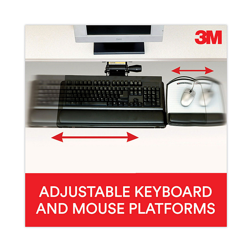 3M Knob Adjust Keyboard Tray With Highly Adjustable Platform, Black ...