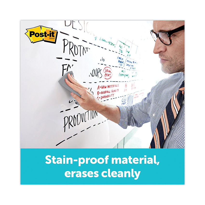 Post-it Dry Erase Surface with Adhesive Backing, 96 x 48, White Surface ...