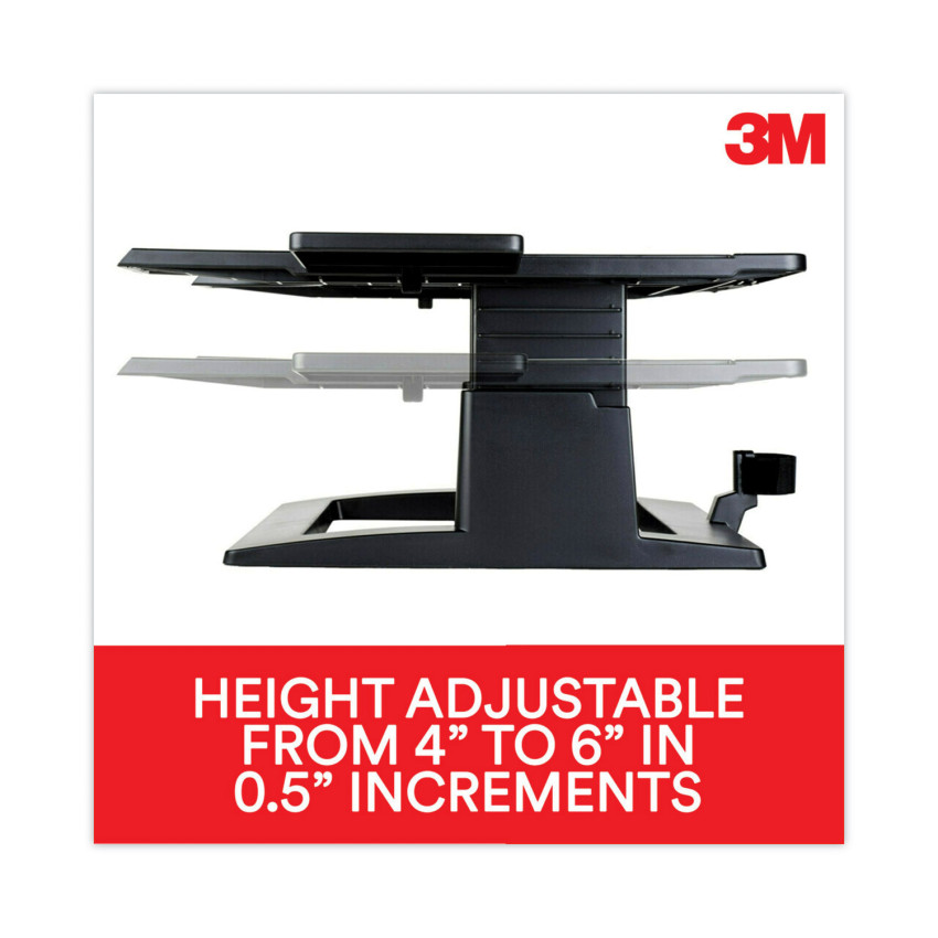 3M Adjustable Notebook Riser, 13" x 13" x 4" to 6", Black, Supports 20 ...