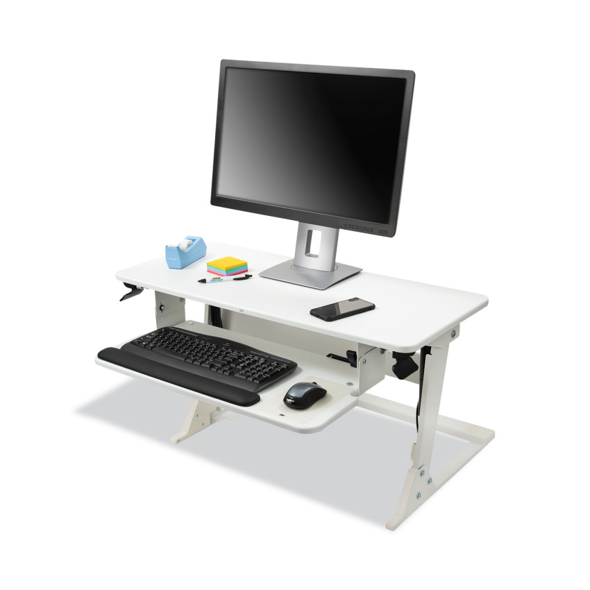 3M Precision Standing Desk, 35.4" x 23.2" x 6.2" to 20", White (SD60W)