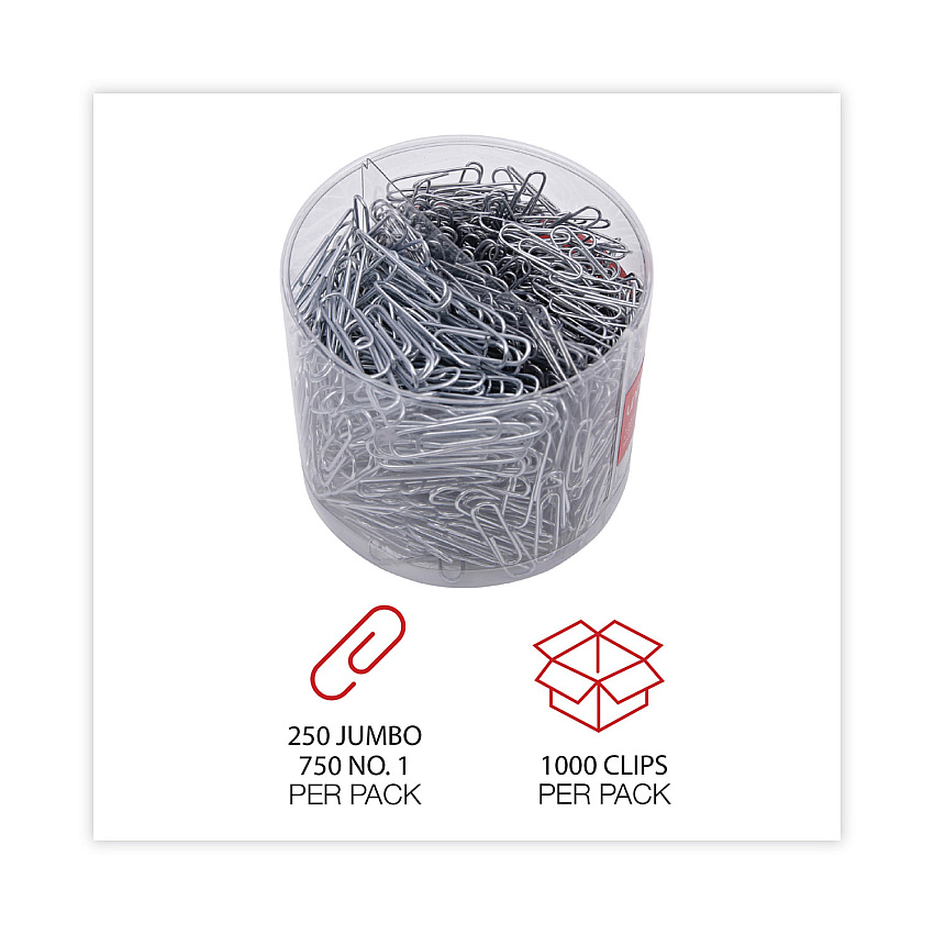 Universal Plastic-Coated Paper Clips with Two-Compartment Dispenser Tub ...