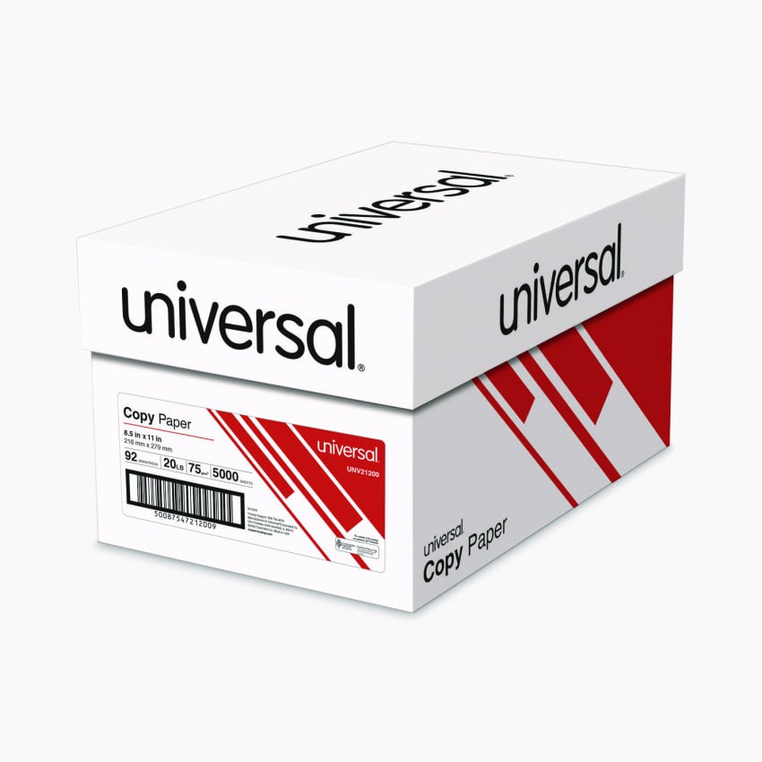 Universal Copy Paper, 92 Bright, 20 lb Bond Weight, 8.5 x 11, White ...