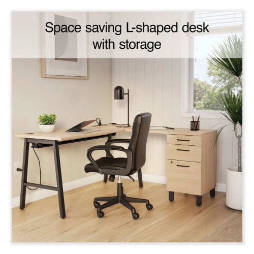 Union & Scale Essentials Single-Pedestal L-Shaped Desk with Integrated ...
