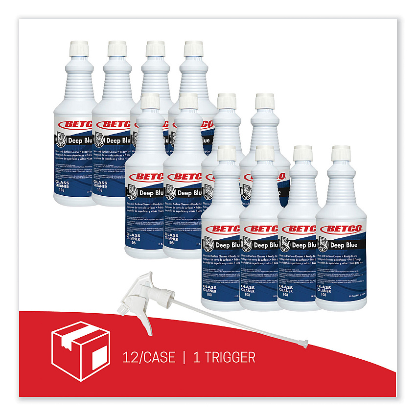 Betco Deep Blue Glass and Surface Cleaner, Ammonia Scent, 32 oz Bottle ...