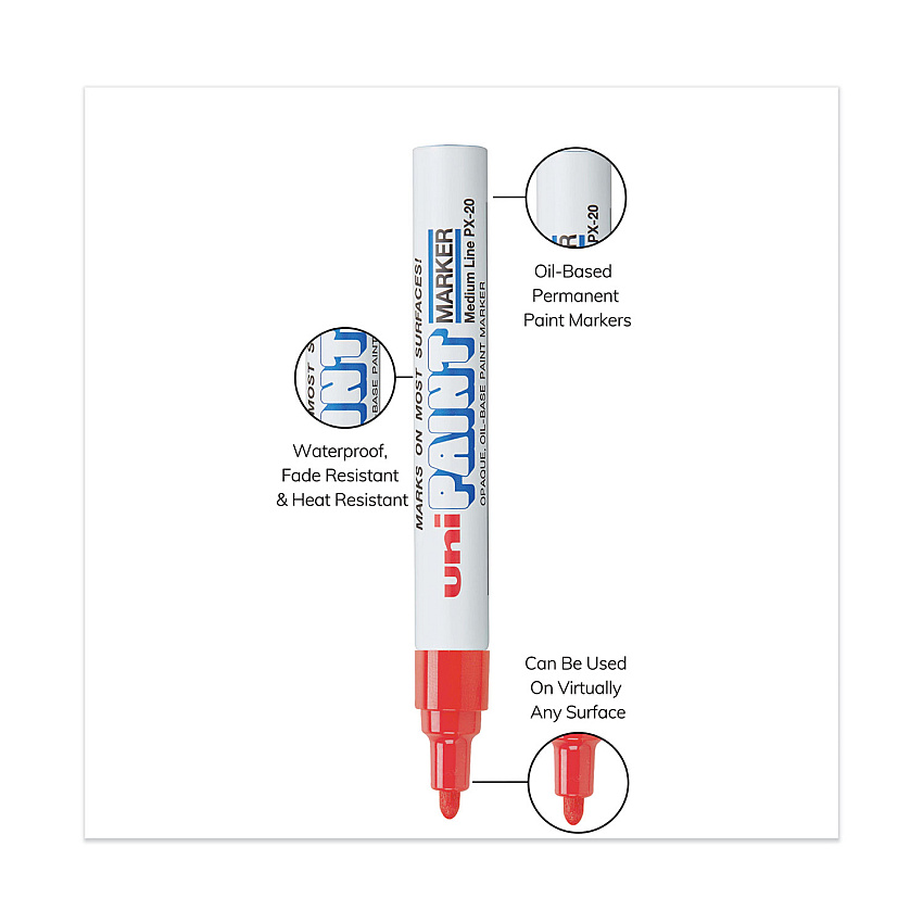 uni Paint Permanent Marker, Medium Bullet Tip, Red (63602)
