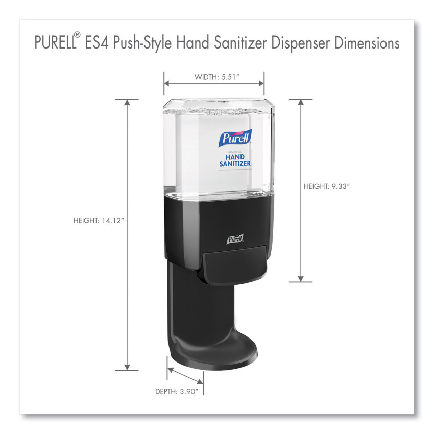 PURELL Push-Style Hand Sanitizer Dispenser, 1,200 mL, 5.25 x 8.56 x 12. ...