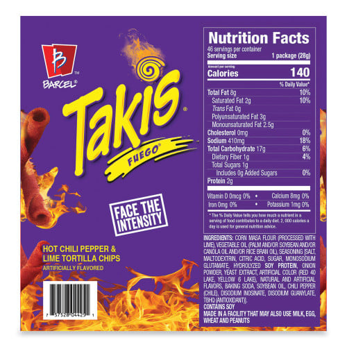 Takis Fuego, 1 oz Bags, 46 Bags/Box, Ships in 1-3 Business Days ...
