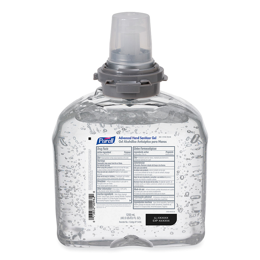 PURELL Advanced Hand Sanitizer TFX Refill, Gel, 1,200 mL, Unscented, 4 ...