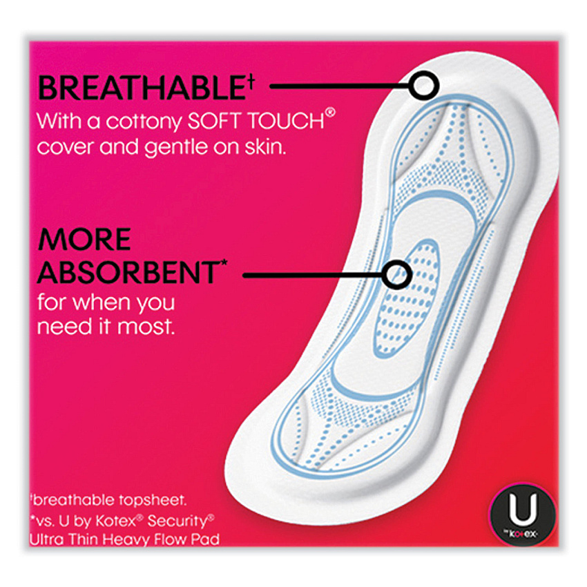 U by Kotex Security Regular Maxi Pads, Unscented, 48/Pack (47240)