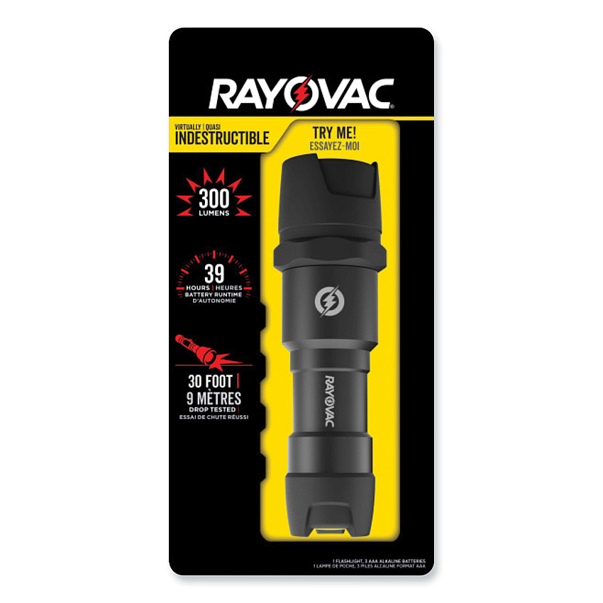 Rayovac Virtually Indestructible LED Flashlight, 3 AAA Batteries ...