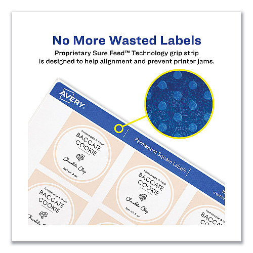 Avery Square Labels with Sure Feed and TrueBlock, 2 x 2, White, 300 ...