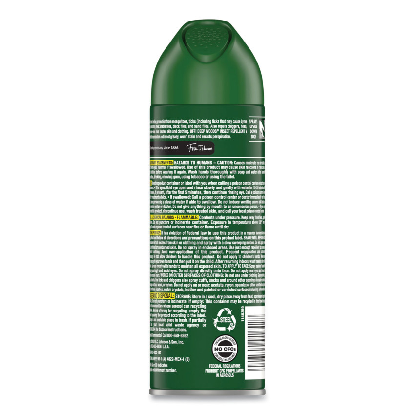 OFF! Deep Woods Insect Repellent, 6 oz Aerosol Spray, 12/Carton (334689)