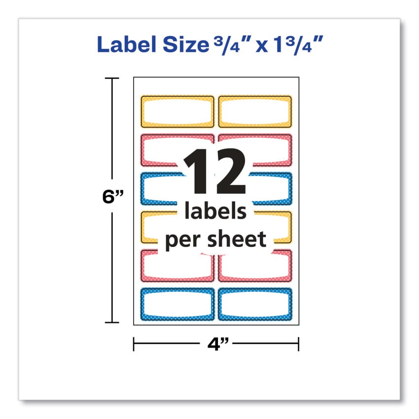 Avery Kids Handwritten Identification Labels, 1.75 x 0.75, Borders ...
