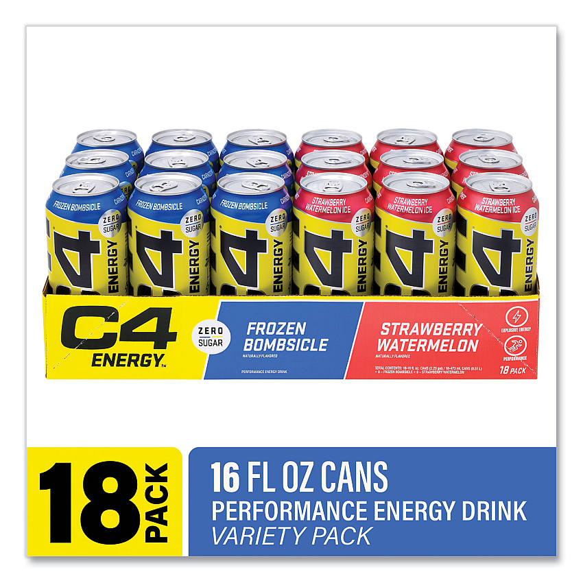 C4 Energy Drink Variety Pack, Assorted Flavors, 16 oz Can, 18/Carton ...