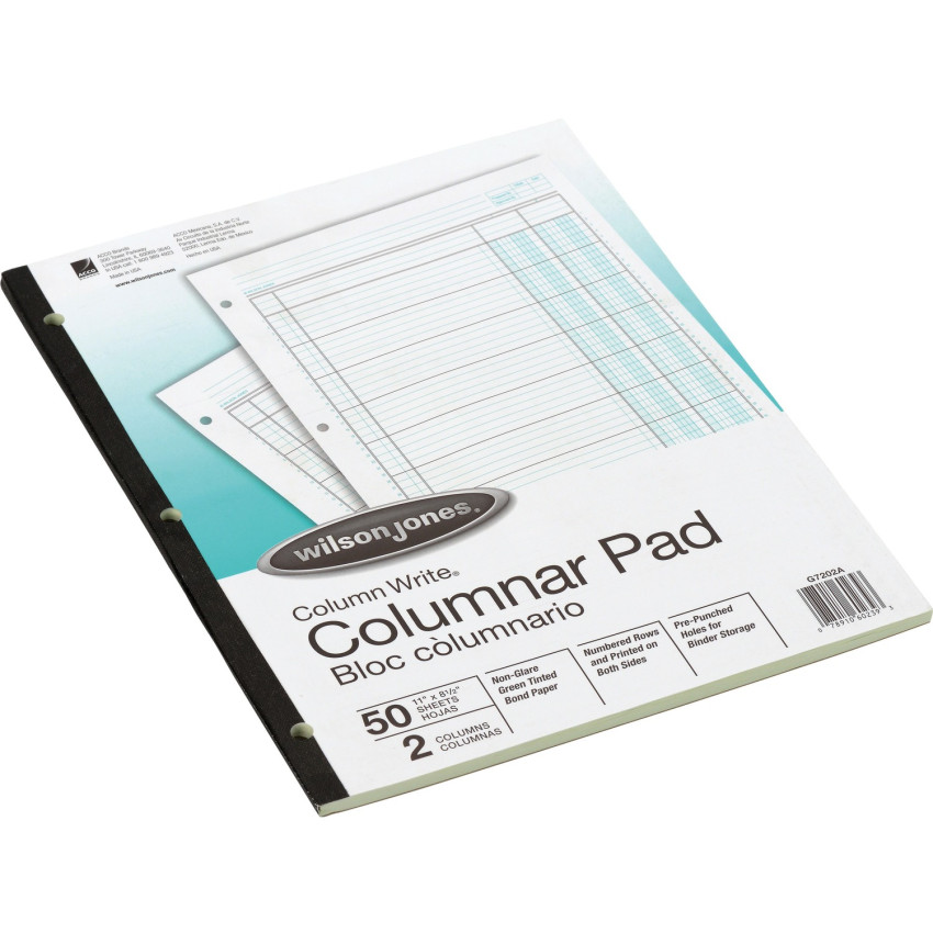 Wilson Jones Column Write 2-column Columnar Pad (WG7202) 50 Sheet(s ...