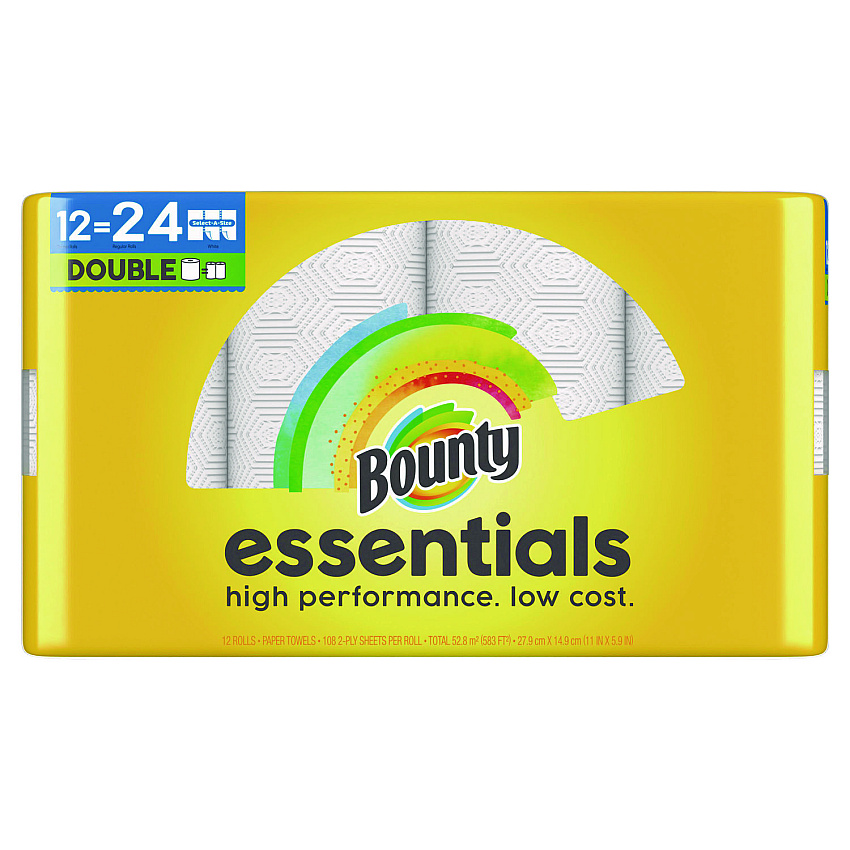 Bounty® Essentials Kitchen Paper Towels, 2-Ply, 108 Sheets, 12 Rolls ...