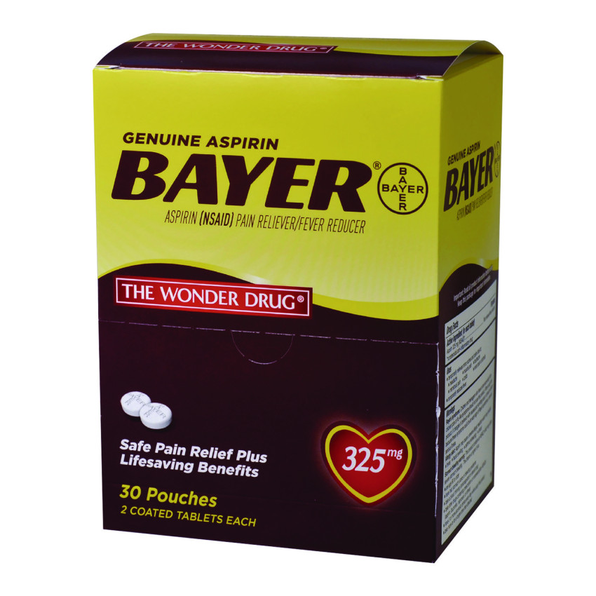 Bayer Genuine Buffered Aspirin (NSAID) Tablet, 2 Tablets/Packet, 30 ...