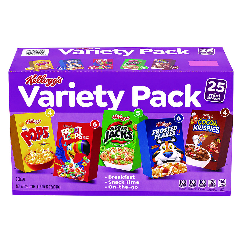 Kellogg's Cereal Assortment Pack, Assorted Flavors, Single Serve Box ...