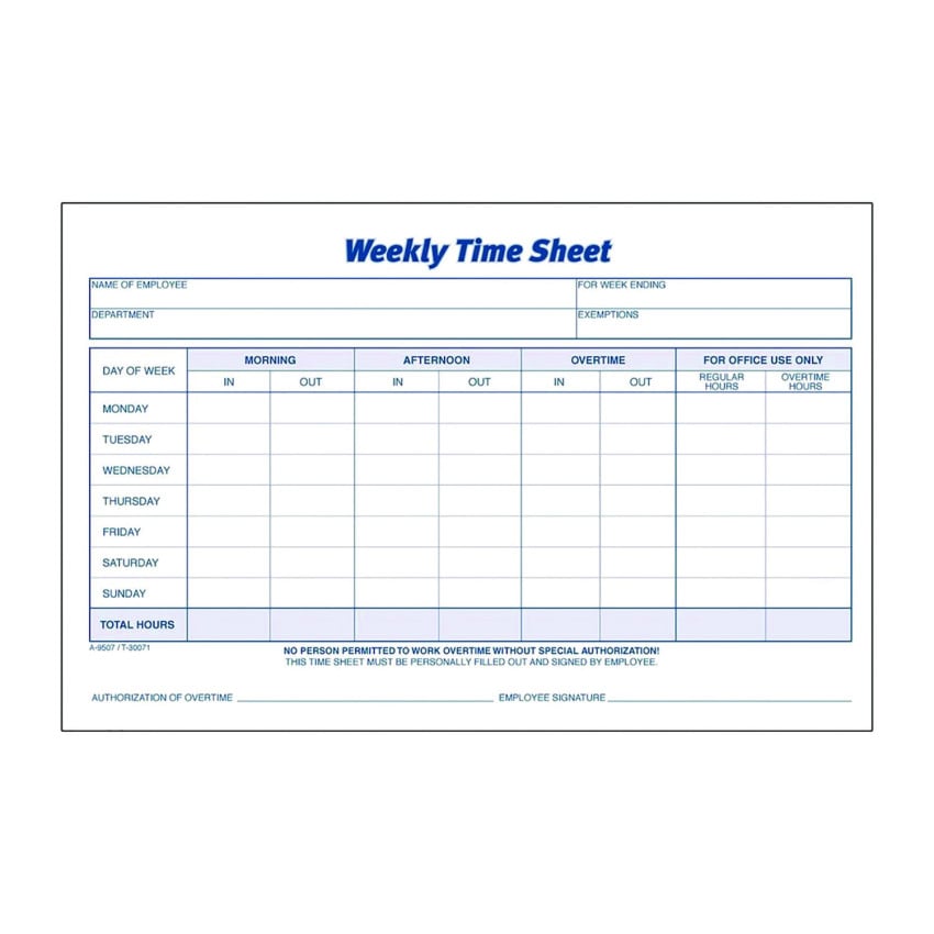 Adams Time Sheets, One Part (No Copies), 8.5 x 5.5, 100 Forms/Pad, 2 ...