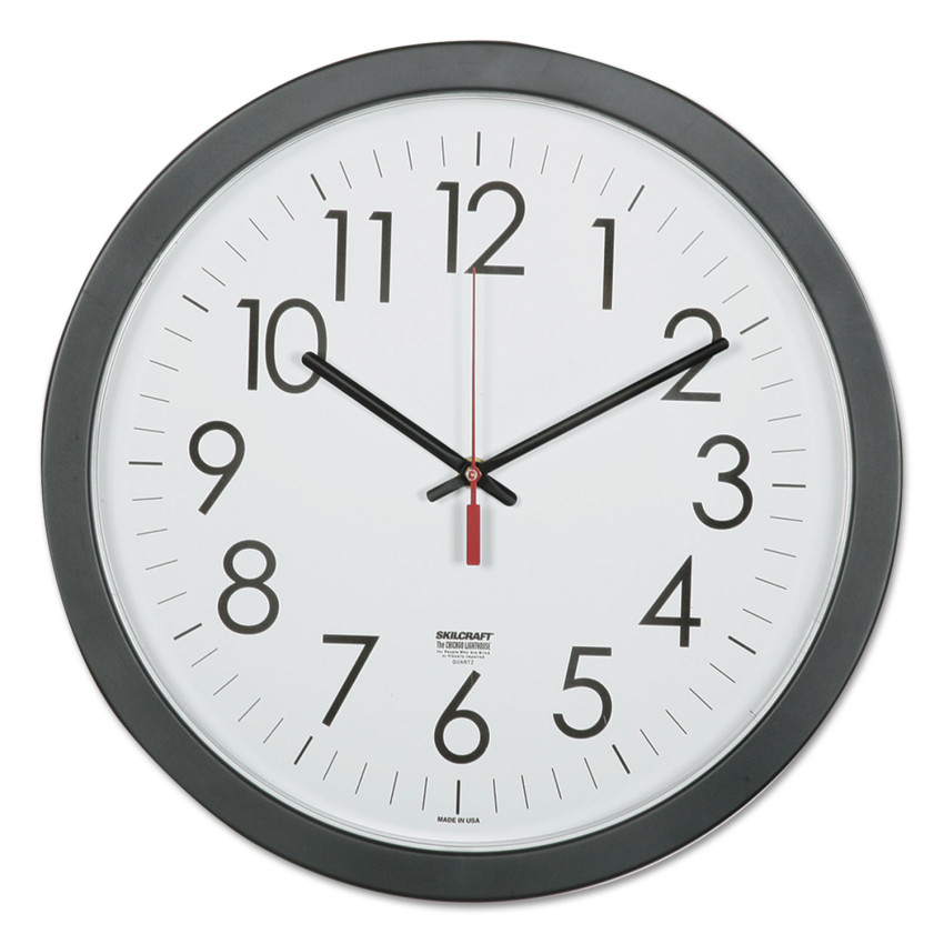 AbilityOne 6645016237483 SKILCRAFT Quartz Wall Clock, 14.5" Overall ...