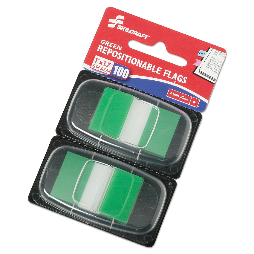 AbilityOne 7510013152020, SKILCRAFT Page Flags, 1 x 1.75, Green, 50 ...