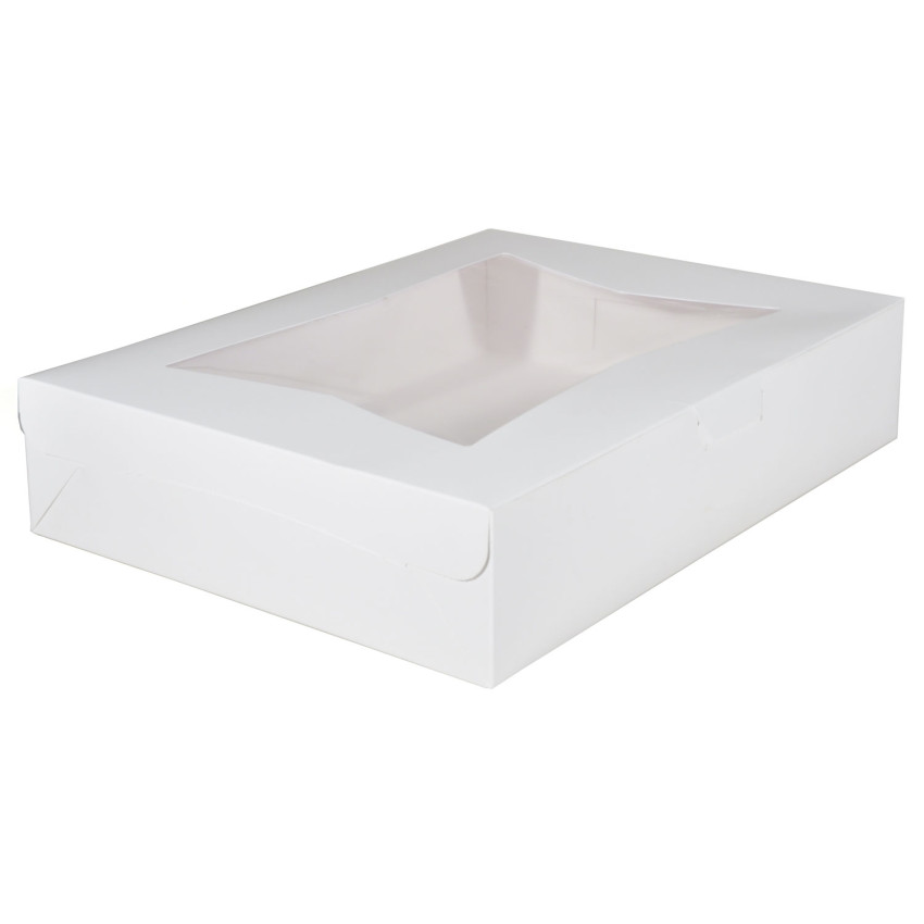 White Window Bakery Boxes With Tuck-in Lid, 19 X 14 X 6.5, White, Paper ...