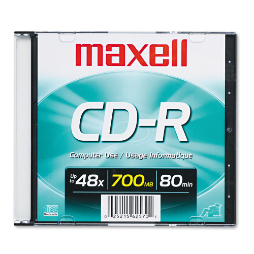 Maxell CD-R Disc, 700MB/80min, 48x, w/Slim Jewel Case, Silver (648201 ...