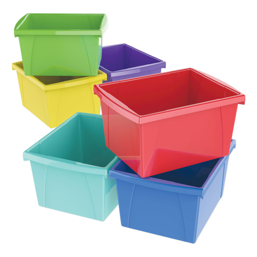 Storex Storage Bins, 4 gal, 10 x 12.63 x 7.75, Randomly Assorted Colors ...