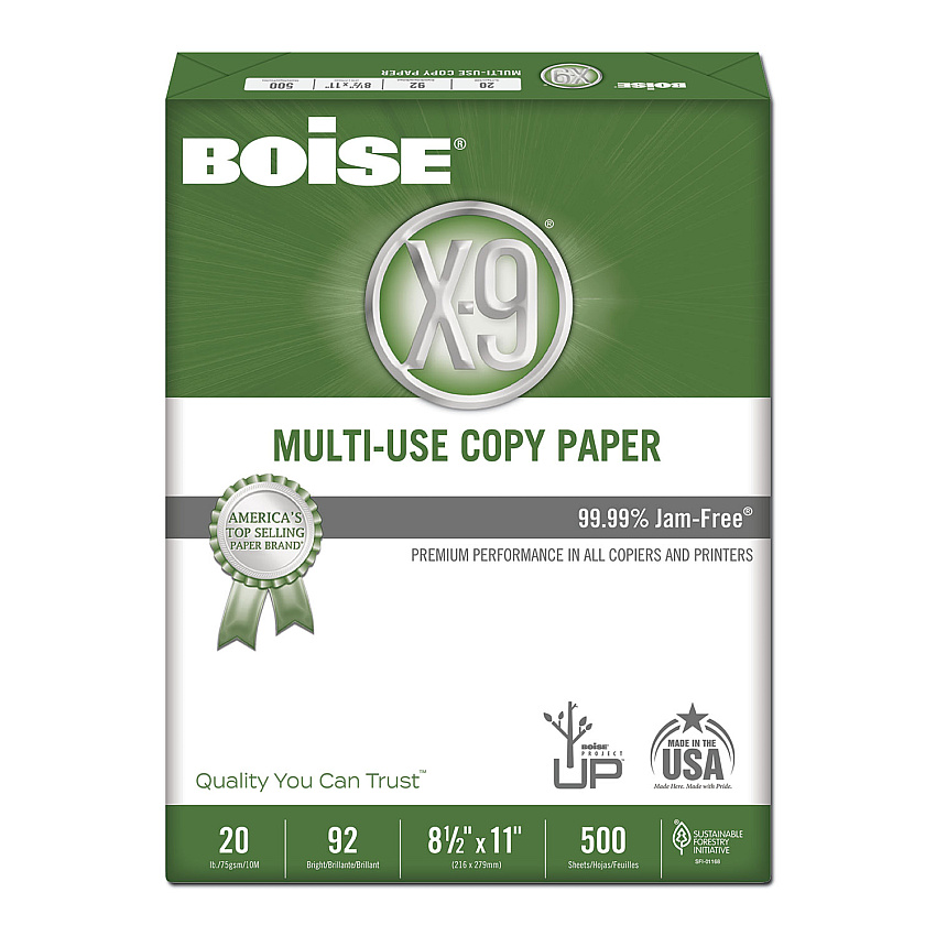 Boise X-9 Multi-Use Copy Paper, 92 Bright, 20 lb Bond Weight, 8.5 x 11 ...