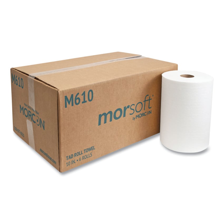 Morcon Paper 10 Inch TAD Roll Towels, 1-Ply, 10" x 500 ft, White, 6 ...