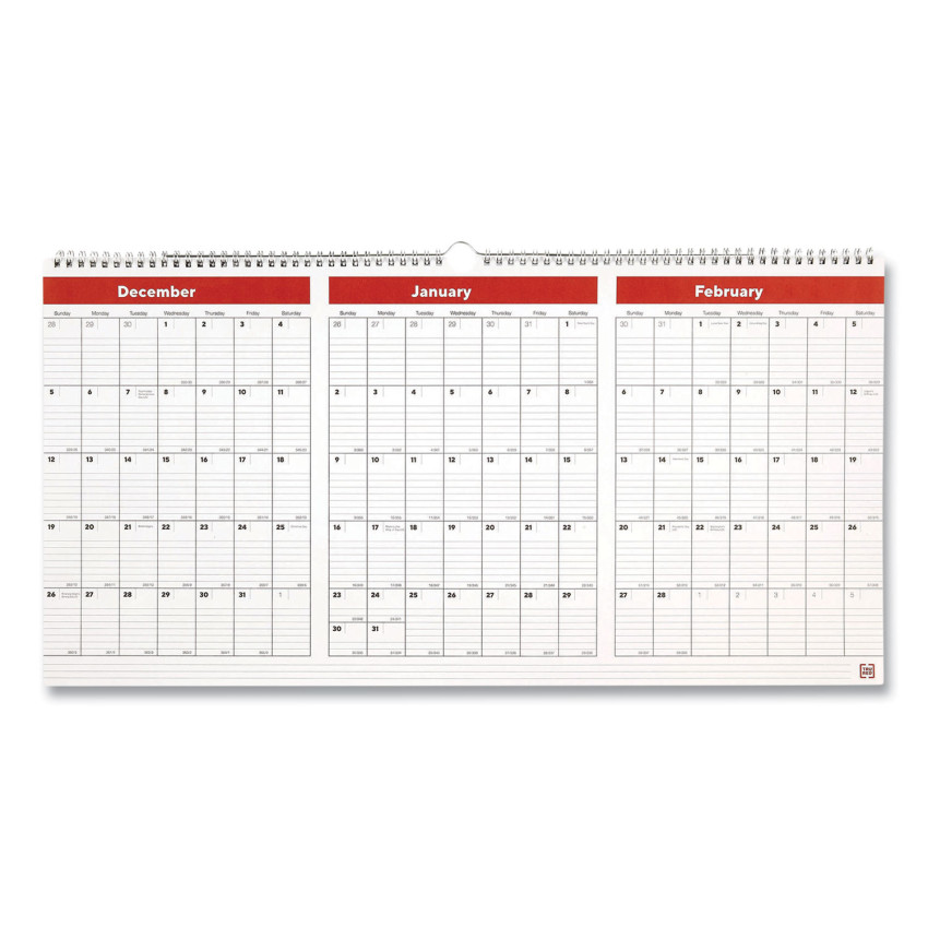 TRU RED Quarterly Wall Calendar, Horizontal Orientation, 12 x 23, White ...