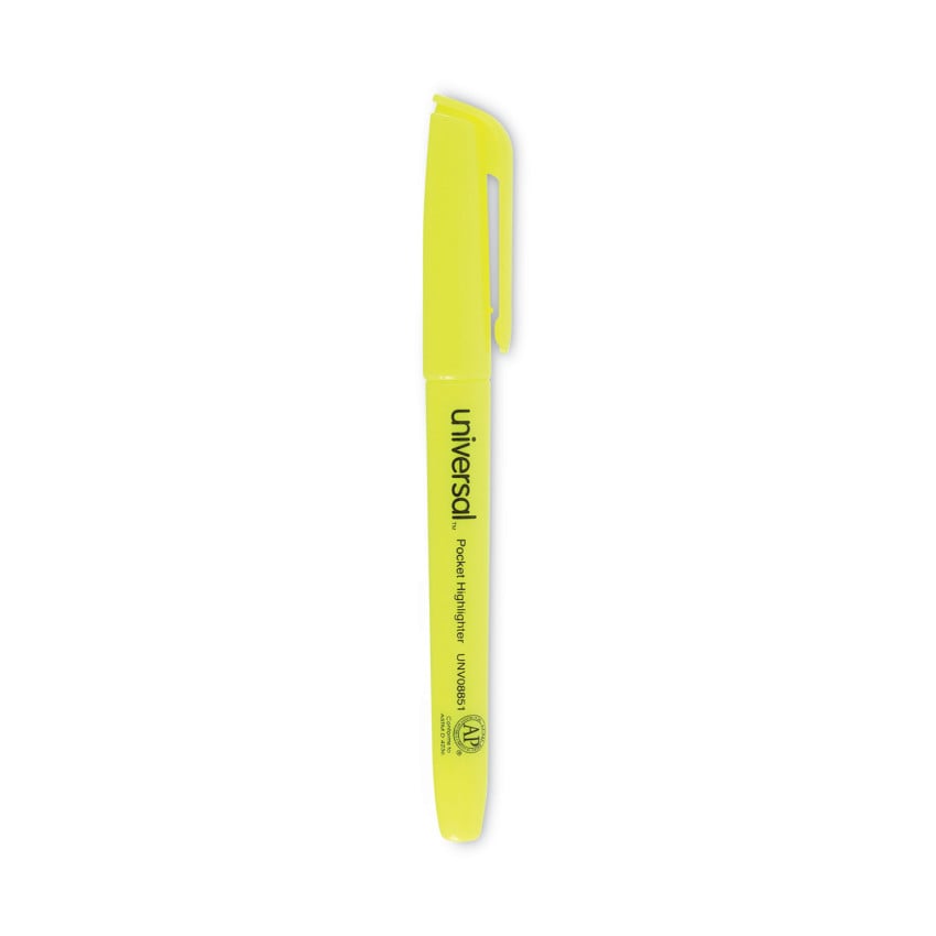 Universal Pocket Highlighters, Fluorescent Yellow Ink, Chisel Tip ...