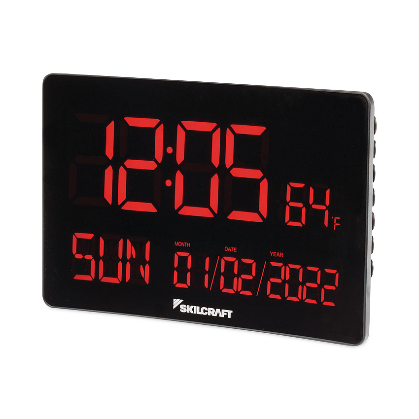 AbilityOne 6645016988078 SKILCRAFT LED Self-set Digital Clock, 9.7" x 6 ...