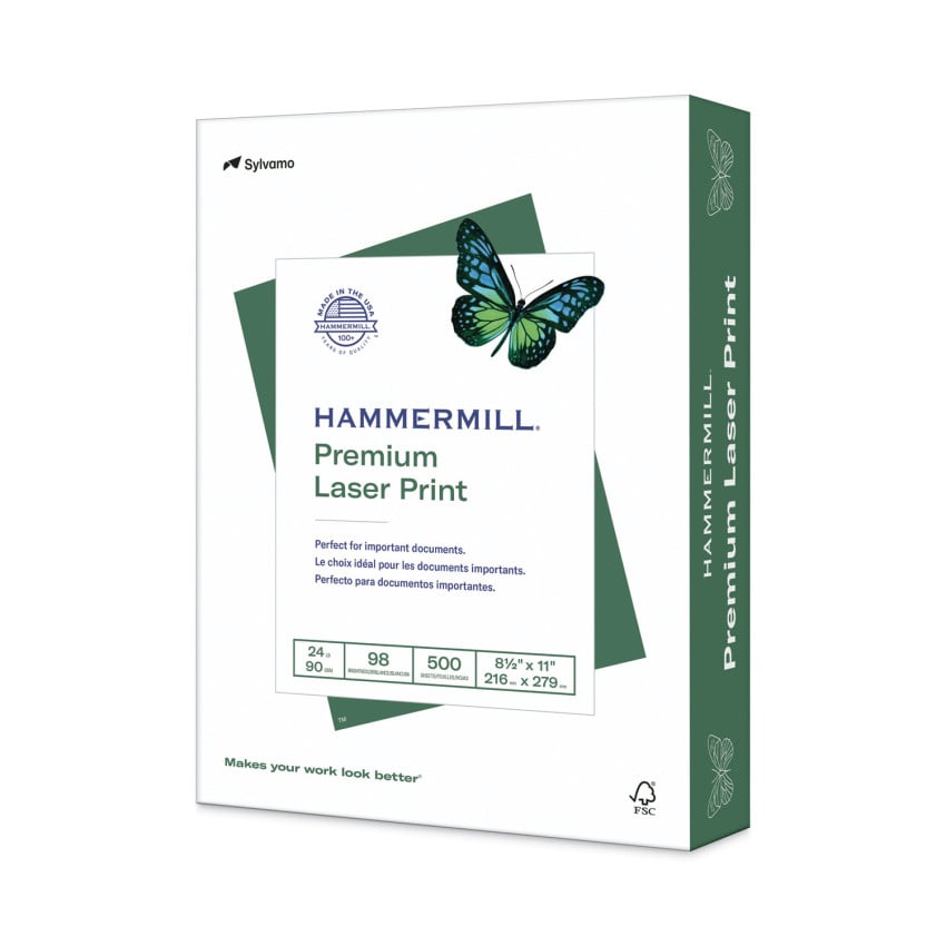 Hammermill Premium Laser Print Paper, 98 Bright, 24 lb Bond Weight, 8.5 ...
