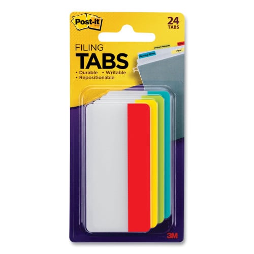 Post-it Solid Color Tabs, 1/3-Cut, Assorted Colors, 3" Wide, 24/Pack ...