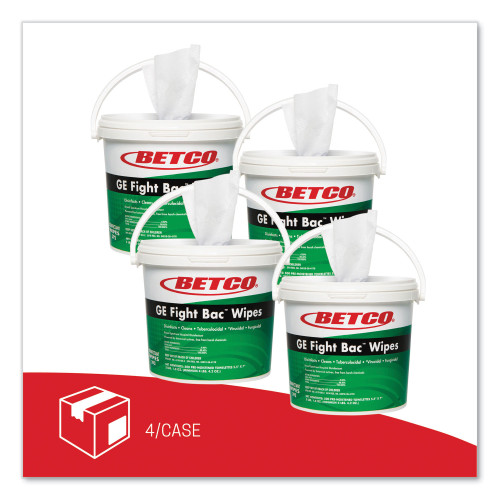 Betco GE Fight Bac Disinfecting Wipes, 5.5 x 7, Fresh Scent, 500/Bucket ...