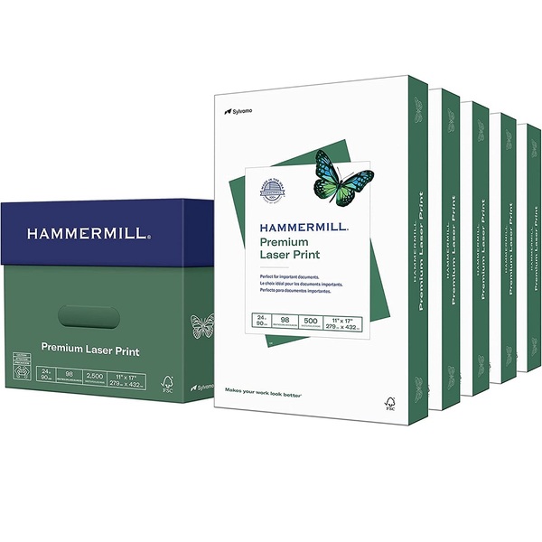 Hammermill Premium Laser Print Paper, 98 Bright, 24 lb Bond Weight, 11 ...