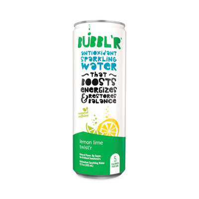 Bubbl'r Antioxidant Sparkling Water, Lemon Lime Twist'r, 12 oz Can, 12 ...