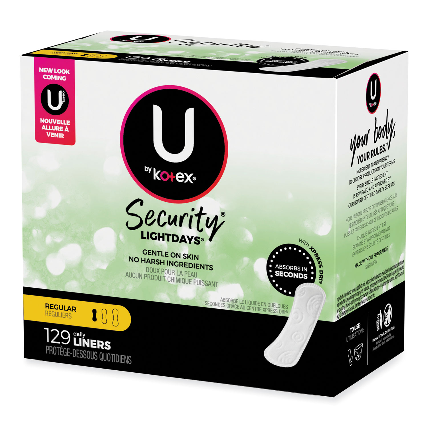 U by Kotex Security Lightdays Liners Unscented 129 Pack