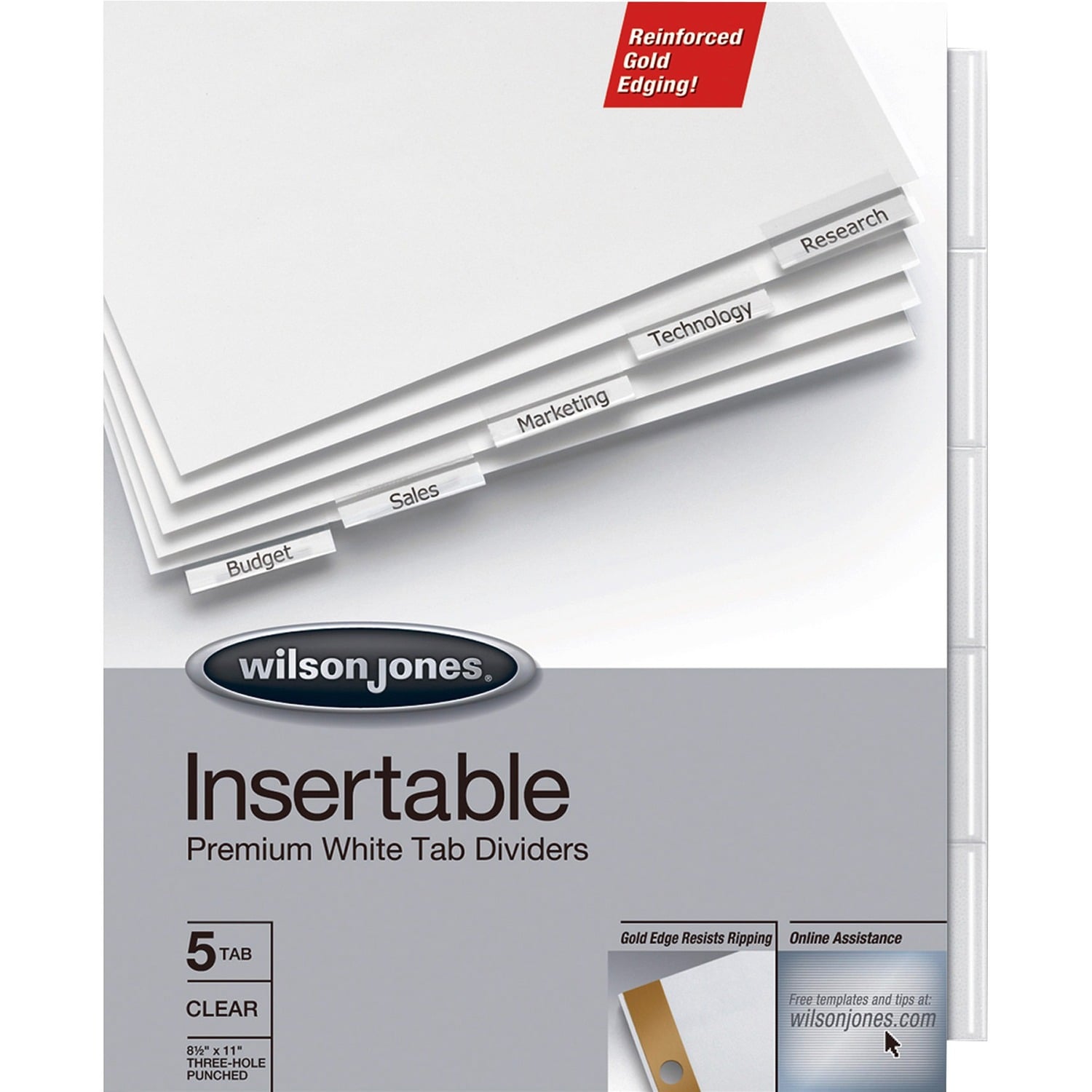 Wilson Jones Insertable Tab Dividers Template