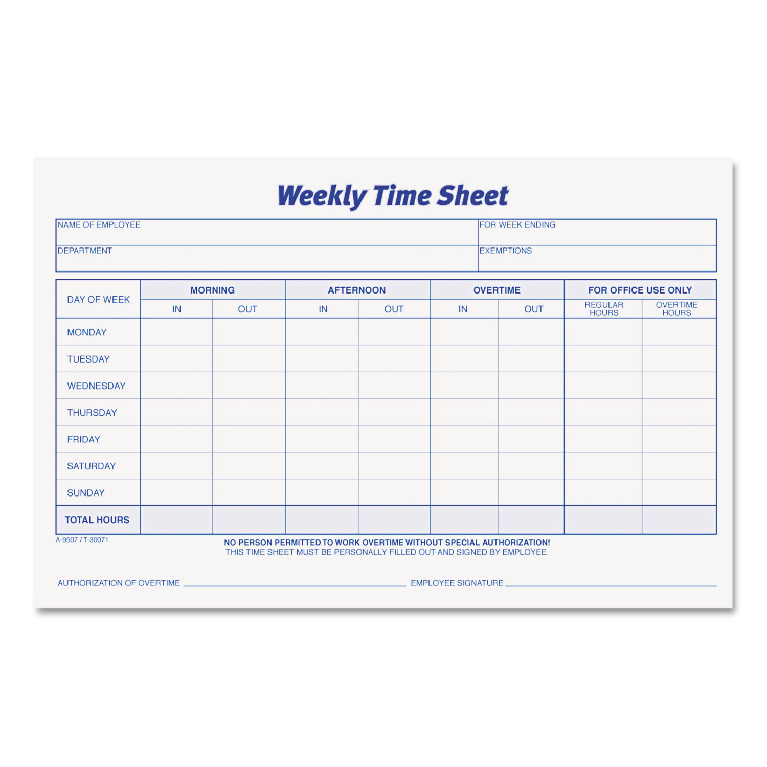 TOPS Weekly Time Sheets, 5.5 x 8.5, 1/Page, 50 Forms/Pad, 2 Pads/Pack ...