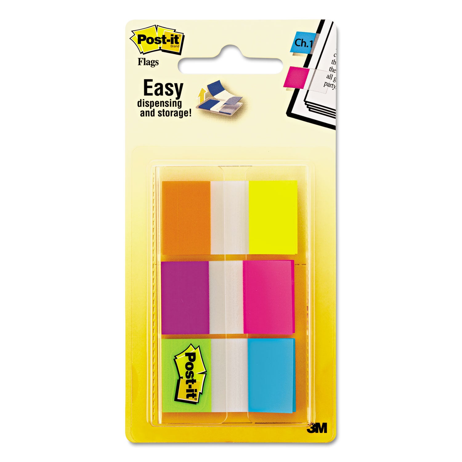 Post-it Page Flags in Portable Dispenser, Assorted Brights, 60 Flags ...
