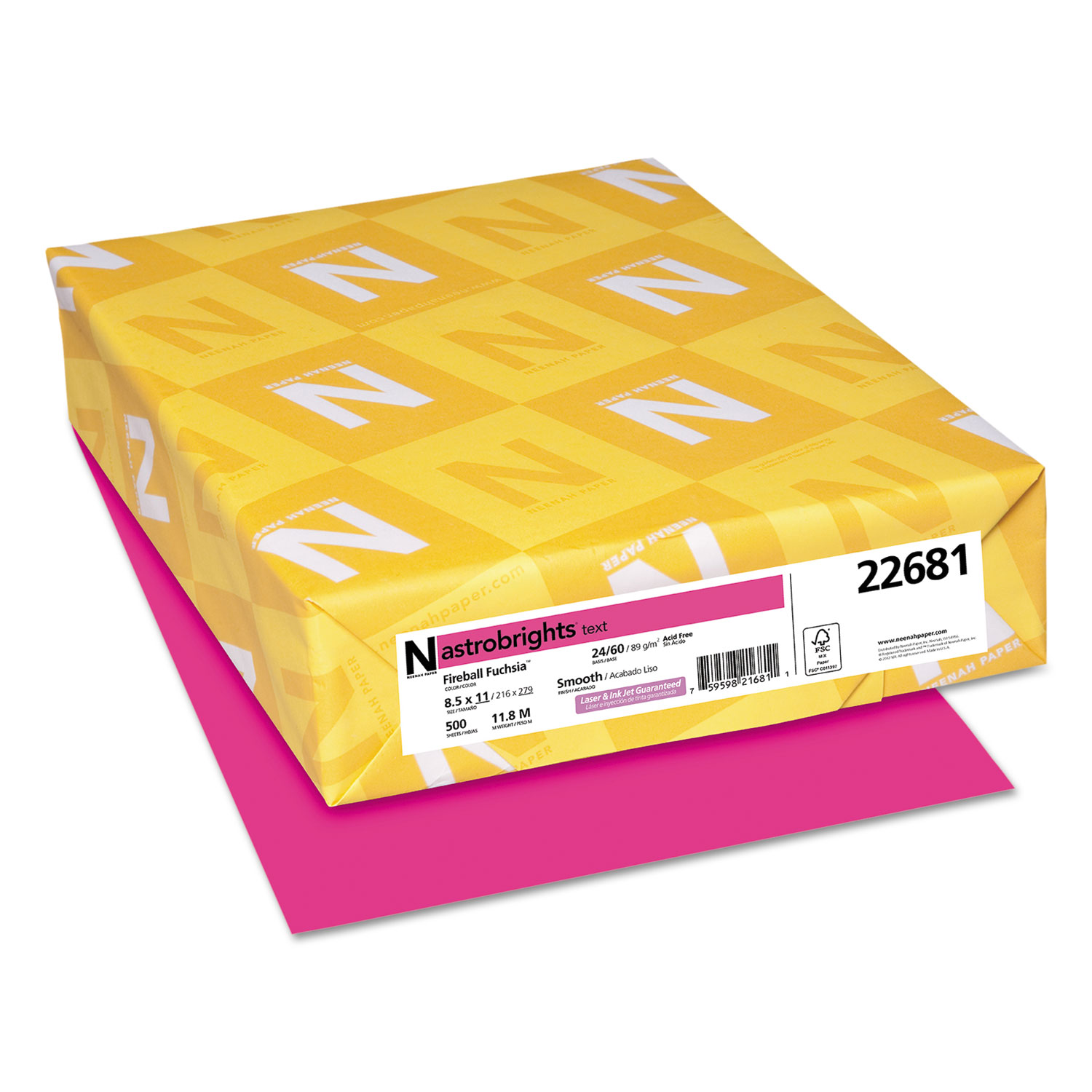 Astrobrights Color Paper, 24 lb, 8.5 x 11, Fireball Fuchsia, 500/Ream ...