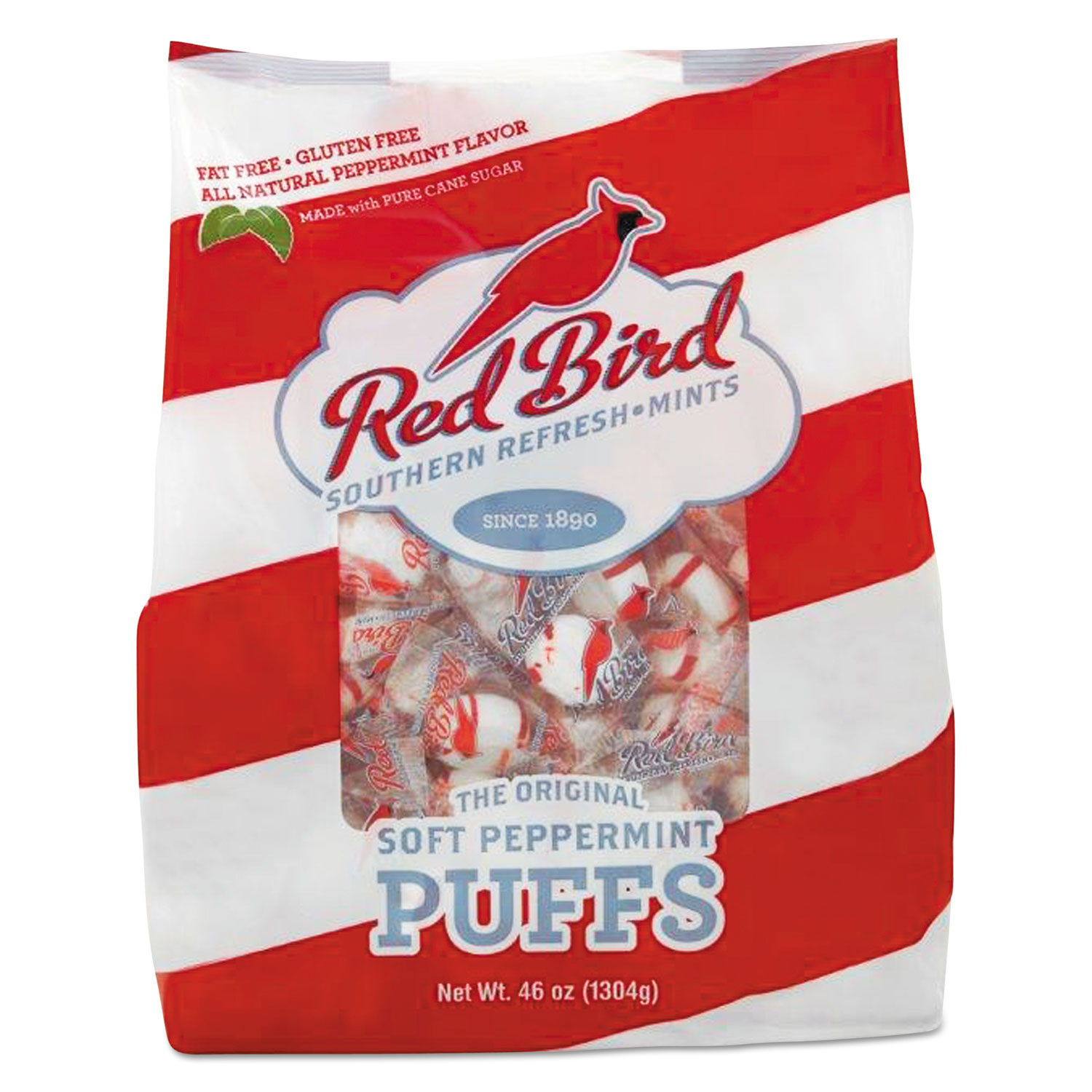 Red Bird Peppermint Puffs, Peppermint, Tub, 46 oz (6240RWP) | OfficeCrave.com