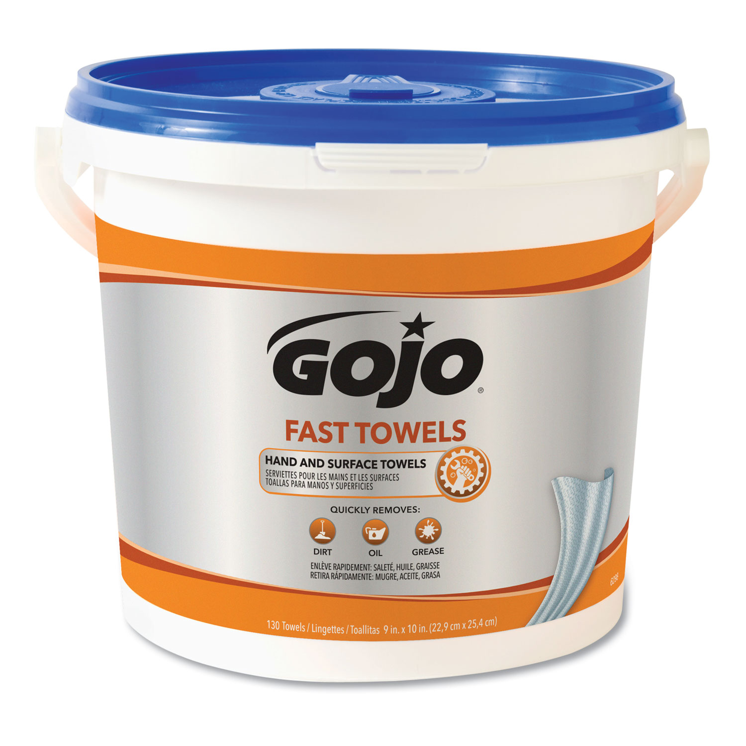 GOJO FAST TOWELS Hand Cleaning Towels, 9 x 10, Blue, 225/Bucket, 2 ...